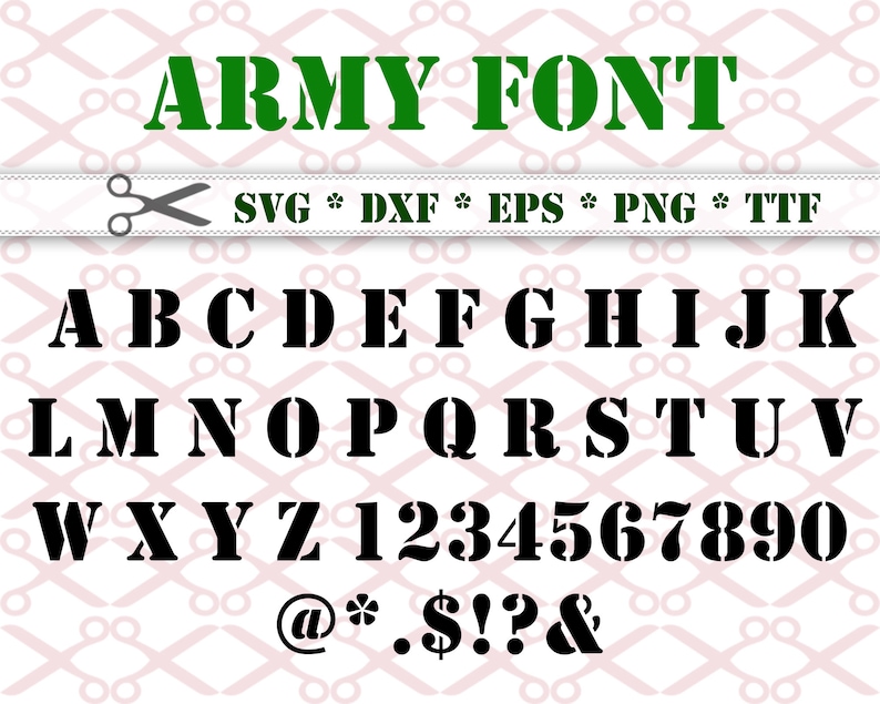 Army Font Monogram Svg Font Stencil Svg Letters Svg Dxf - Etsy
