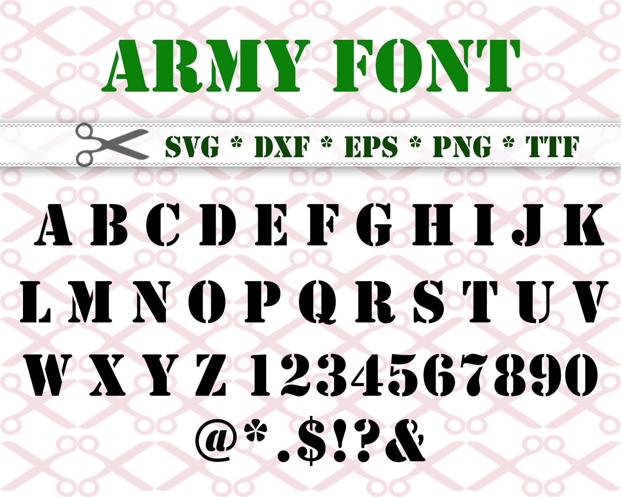 Army Font Monogram Svg Font, Stencil Svg Letters, Svg, Dxf, Eps, Png ...