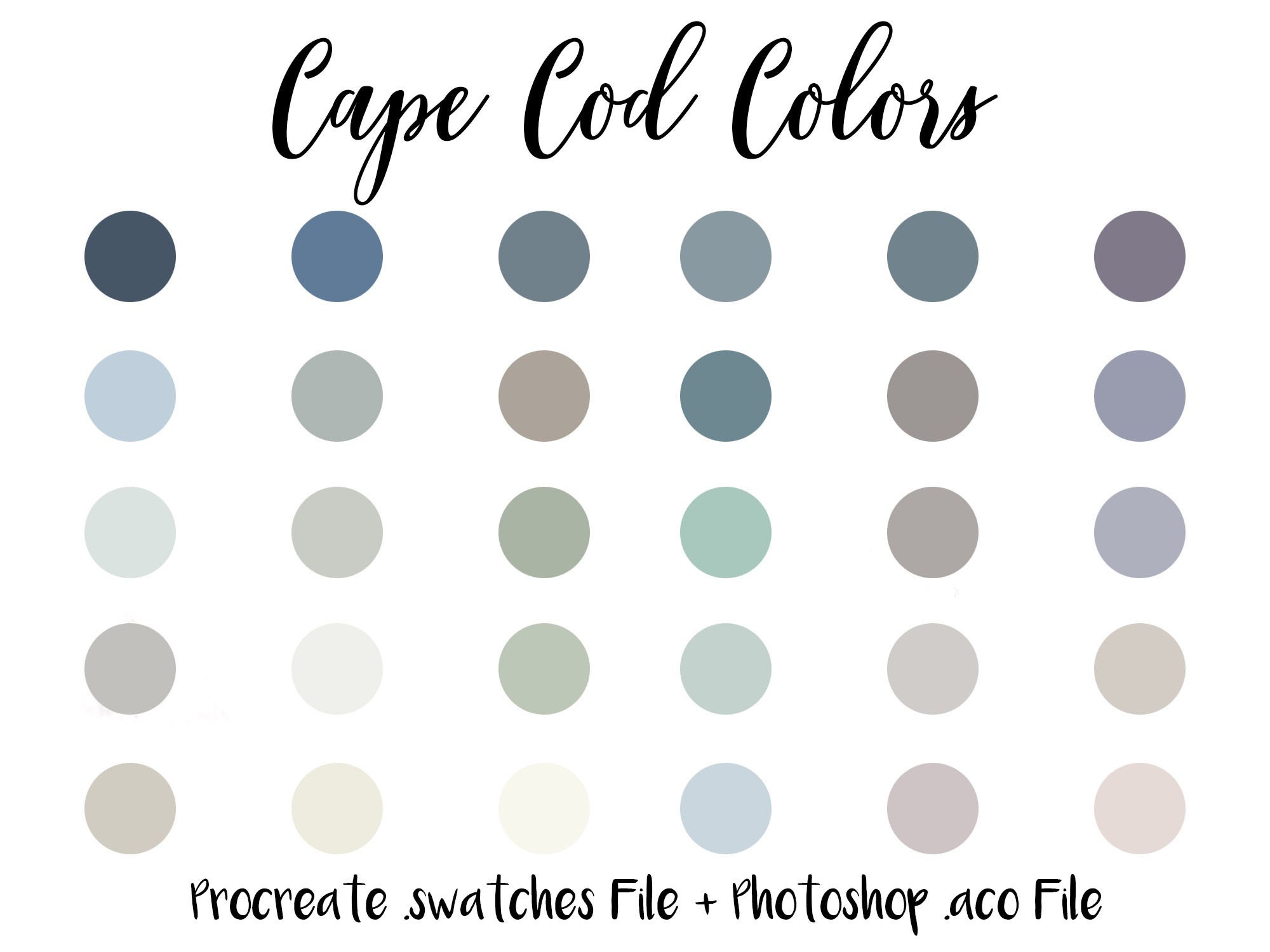 Procreate Color Palette CAPE COD Procreate Swatches File, Photoshop ACO ...