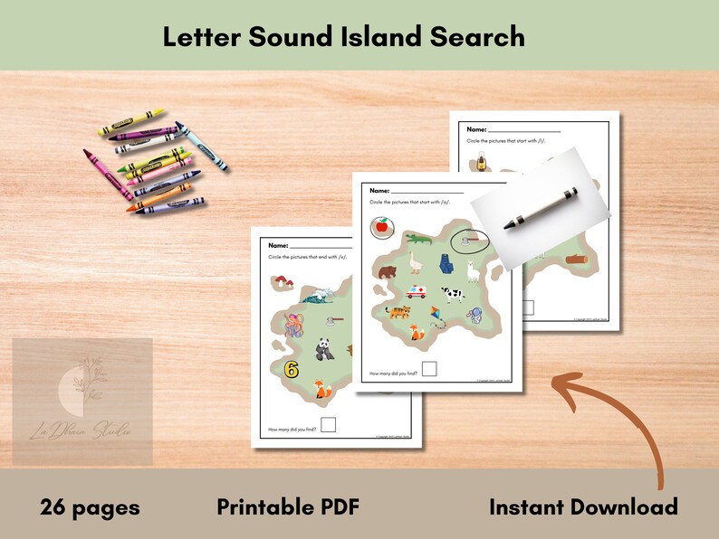 Letter Sounds Island Search Printable PDF Worksheet Preschool ...