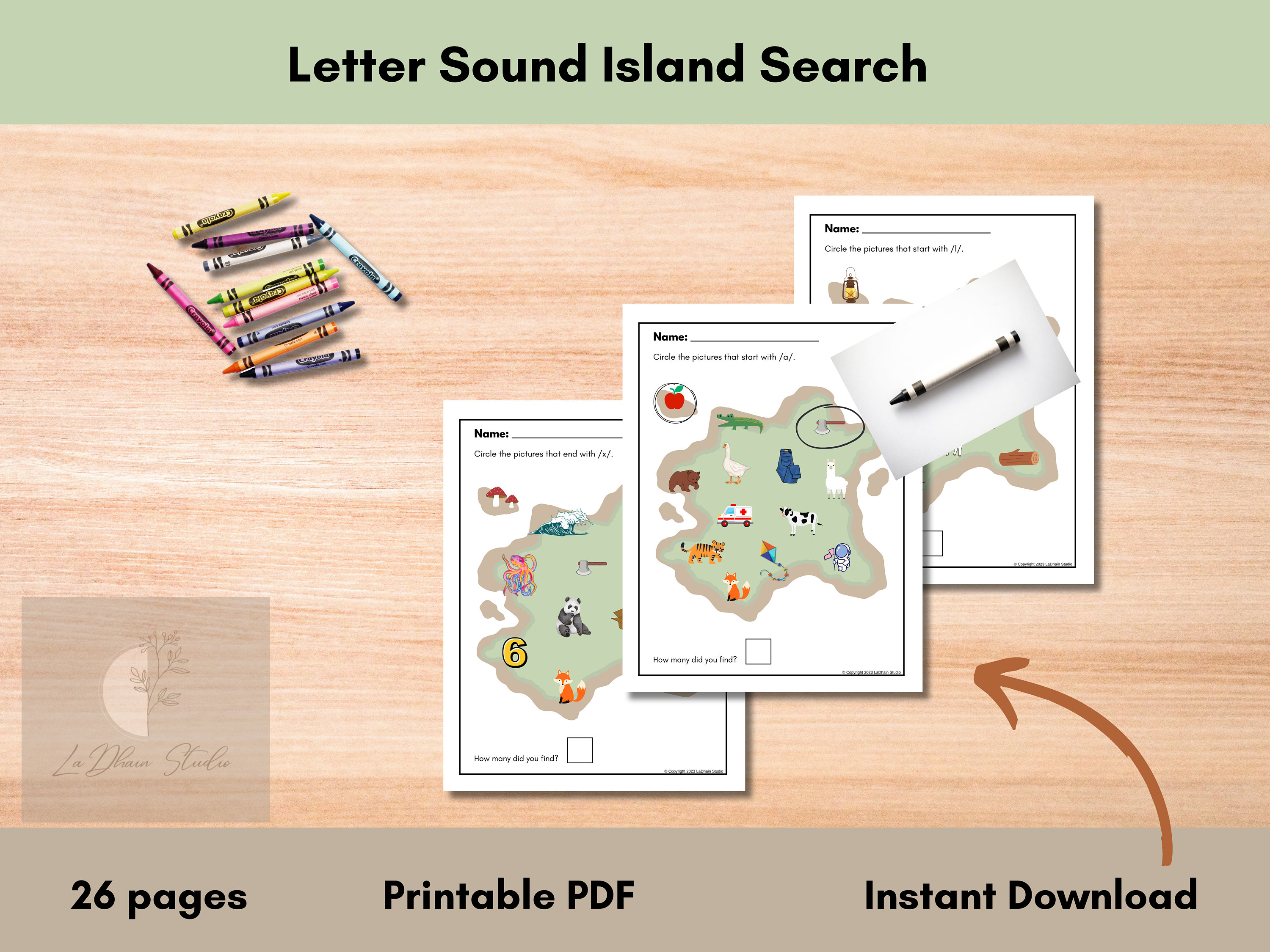 Letter Sounds Island Search Printable PDF Worksheet Preschool ...