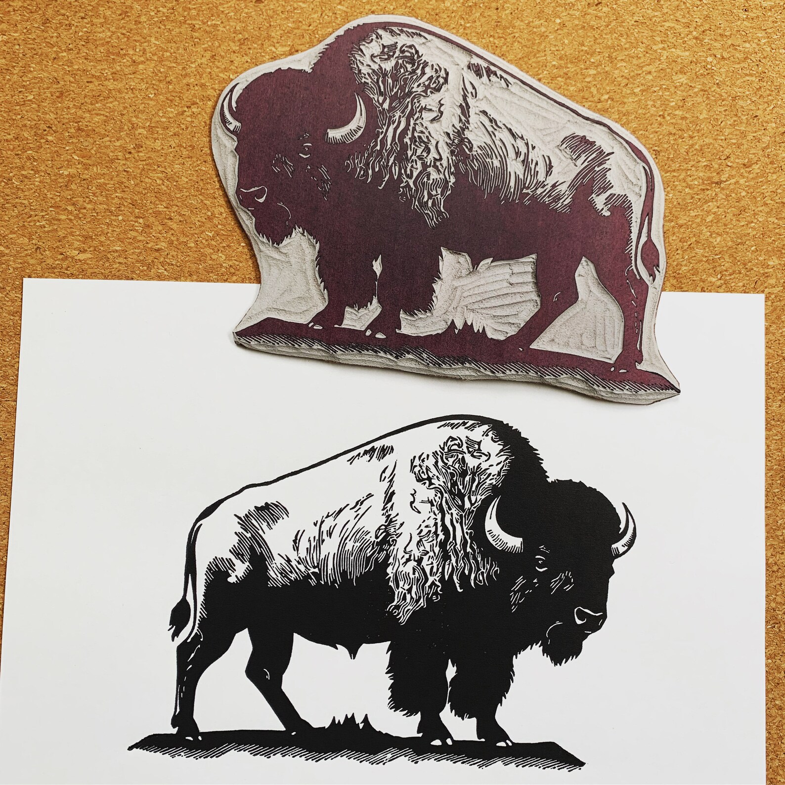 Bison | Handmade Limited Edition Linocut Print | INK806 - Etsy