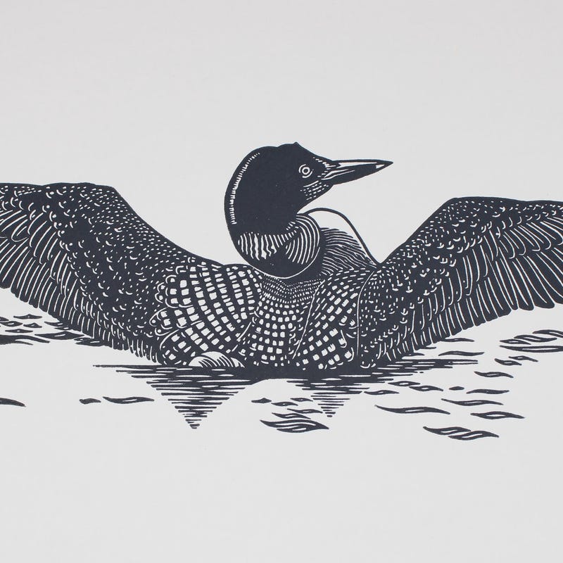 Linocut Prints Loons - Etsy UK