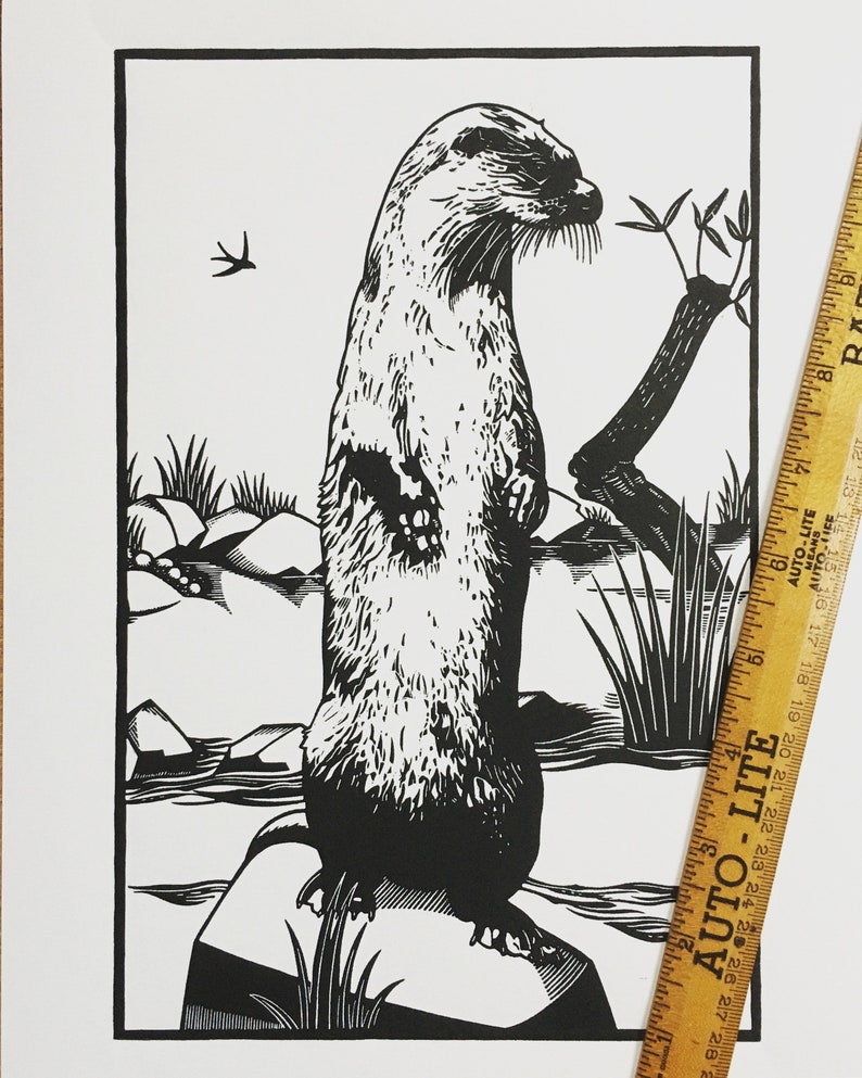 Otter Handmade Limited Edition Linocut Print - Etsy