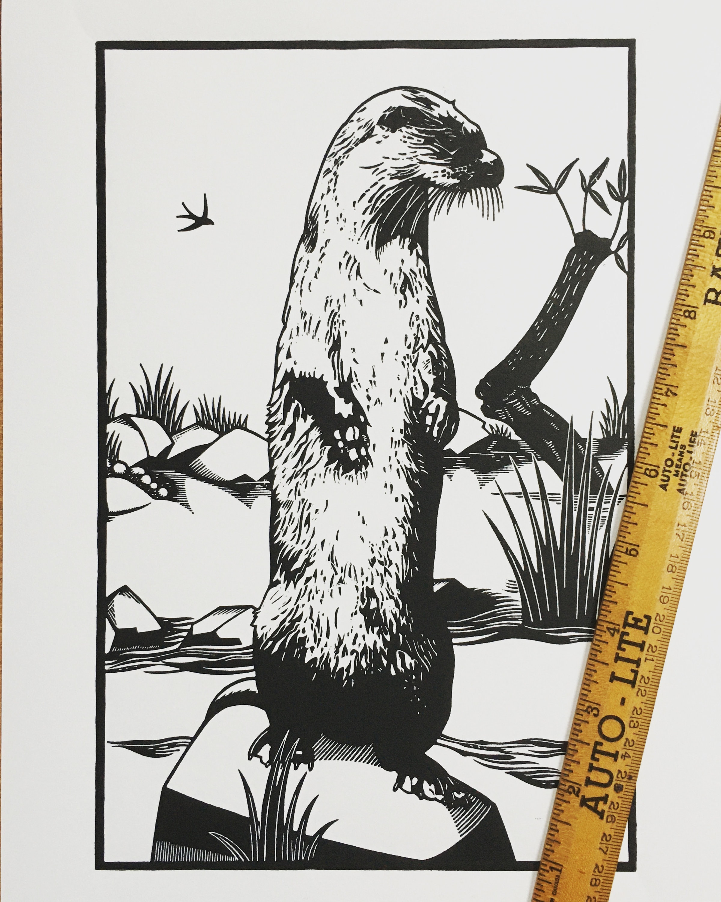 Otter Handmade Limited Edition Linocut Print - Etsy