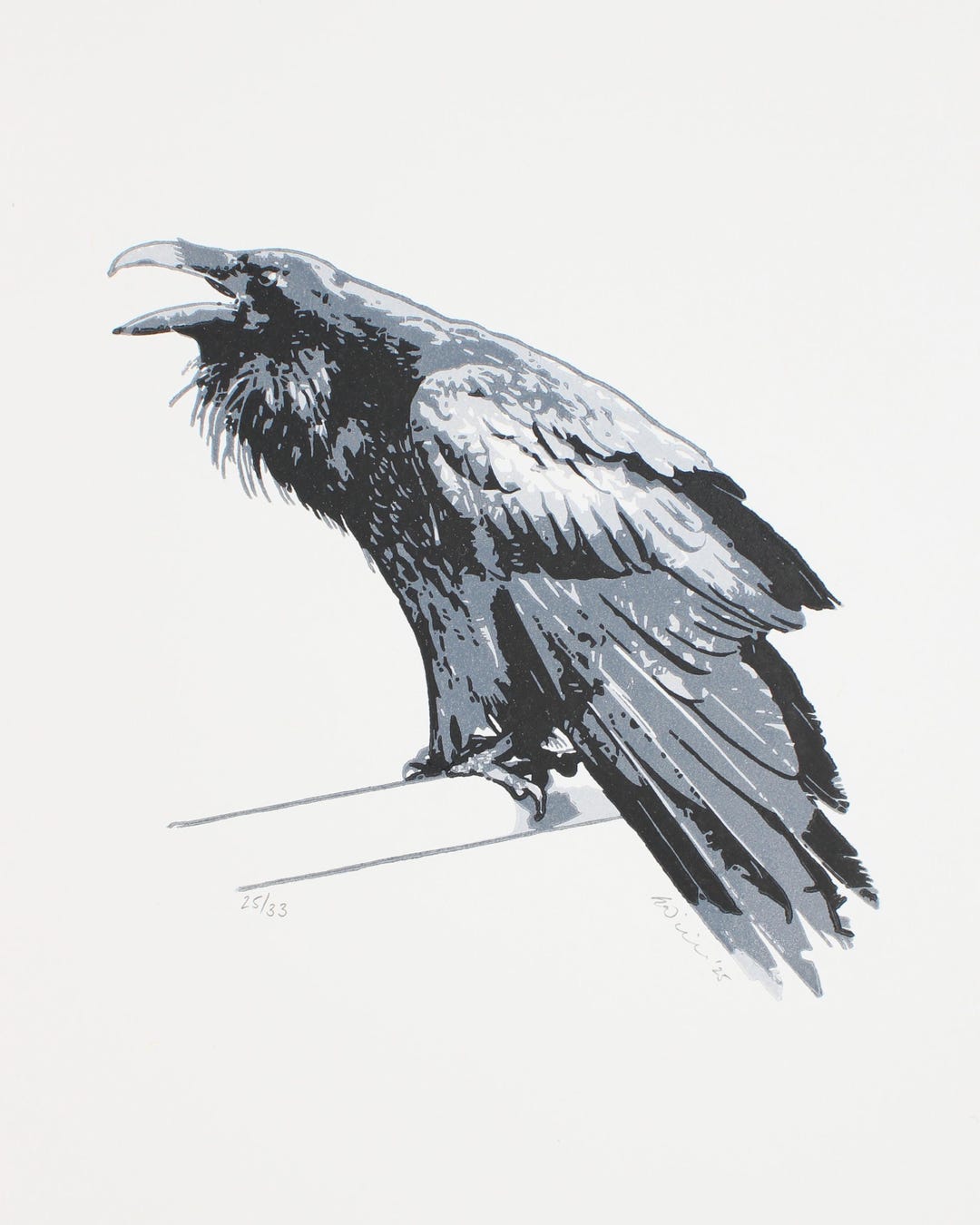 Raven | Handmade Limited Edition 3 Colour Reduction Linocut Print ...