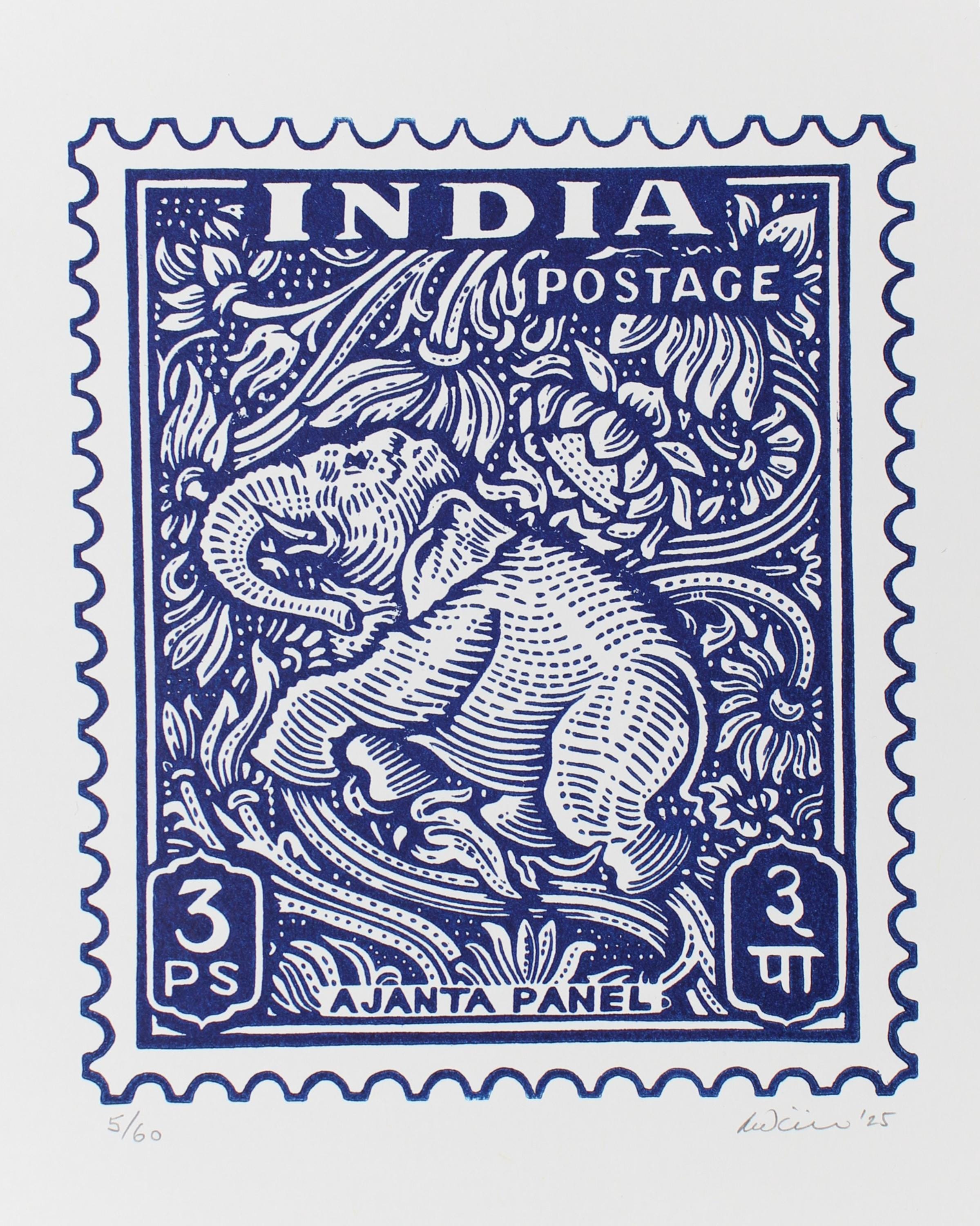 Elephant | India Postage Stamp | Handmade Limited Edition Linocut Print ...