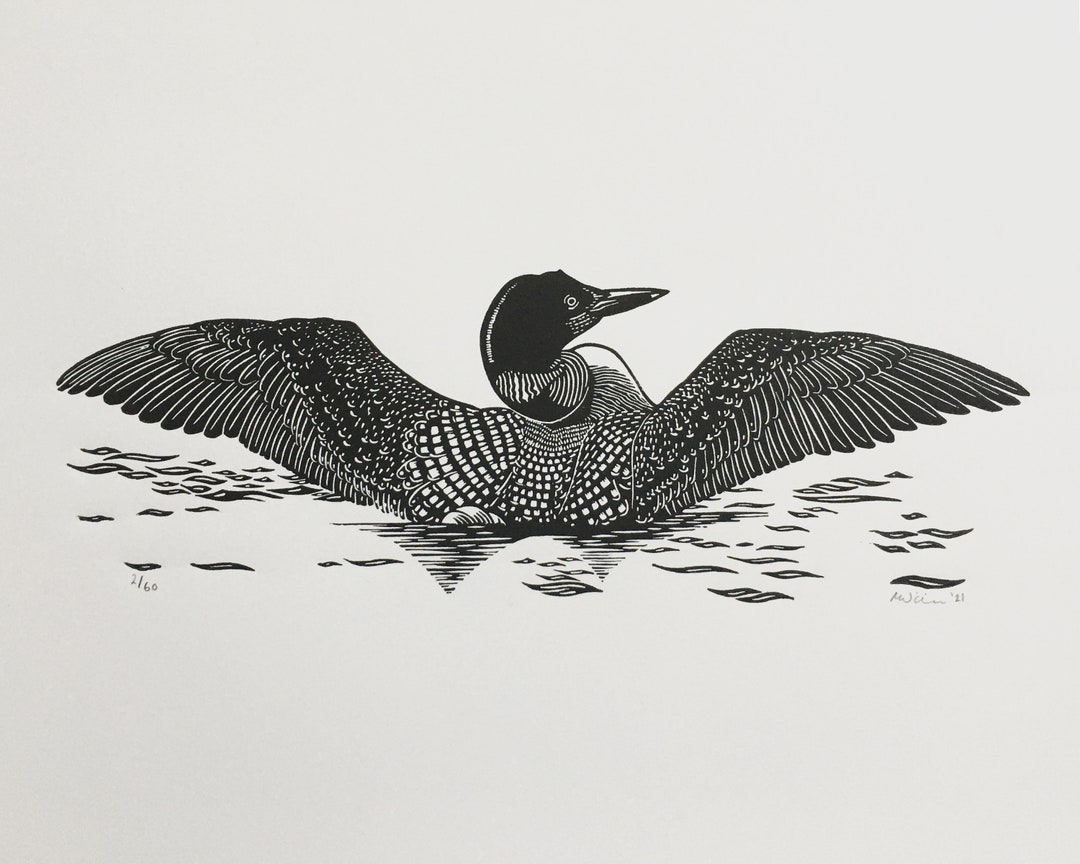 Loon | Handmade Limited Edition Linocut Print - Etsy