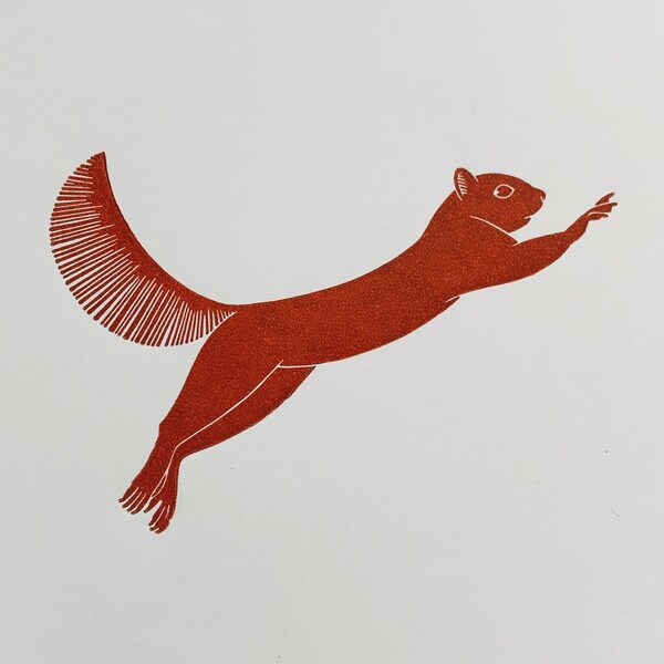 Squirrel Linocut - Etsy