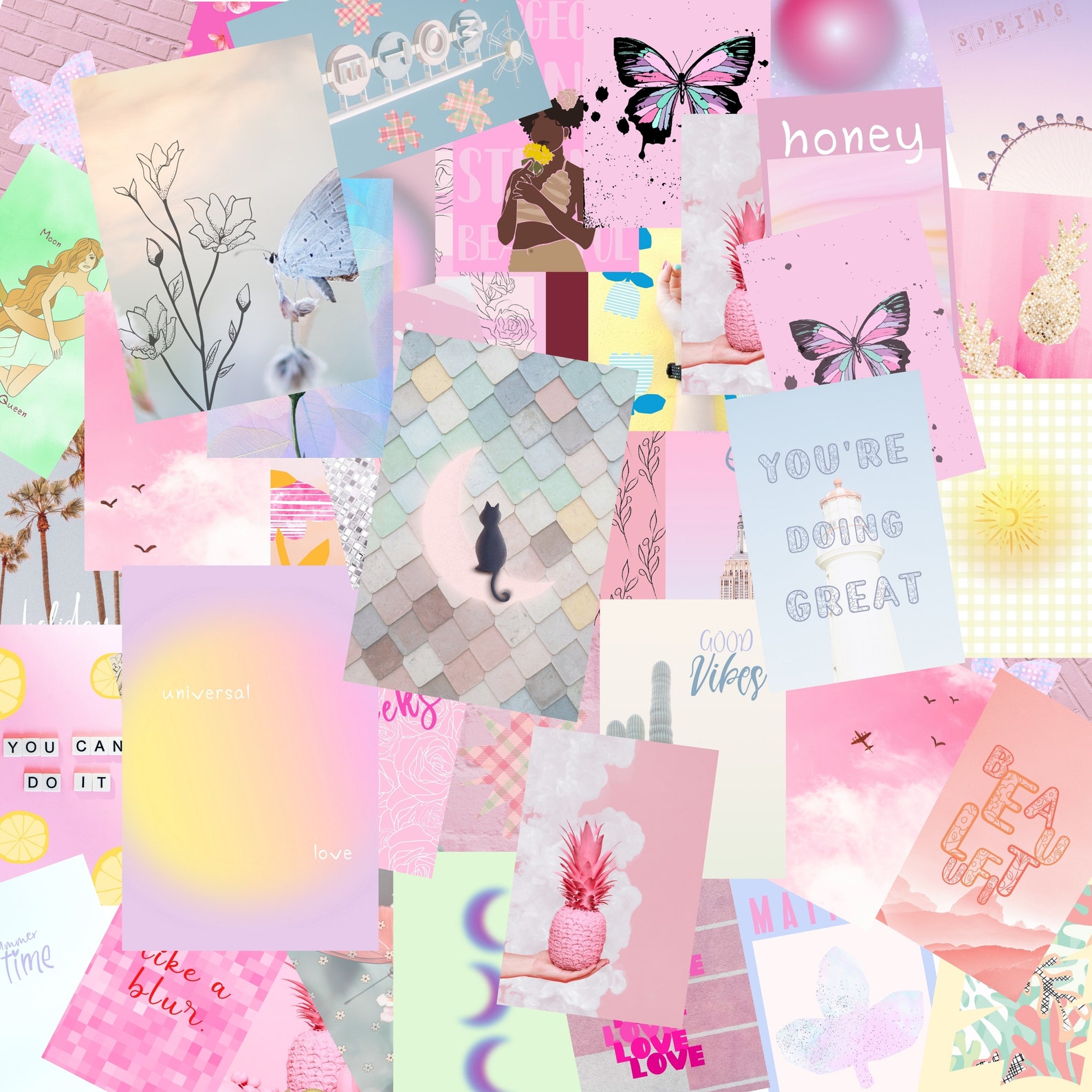 100 Pictures Danish Pastel Wall Collage Kit / Poster Pack for - Etsy