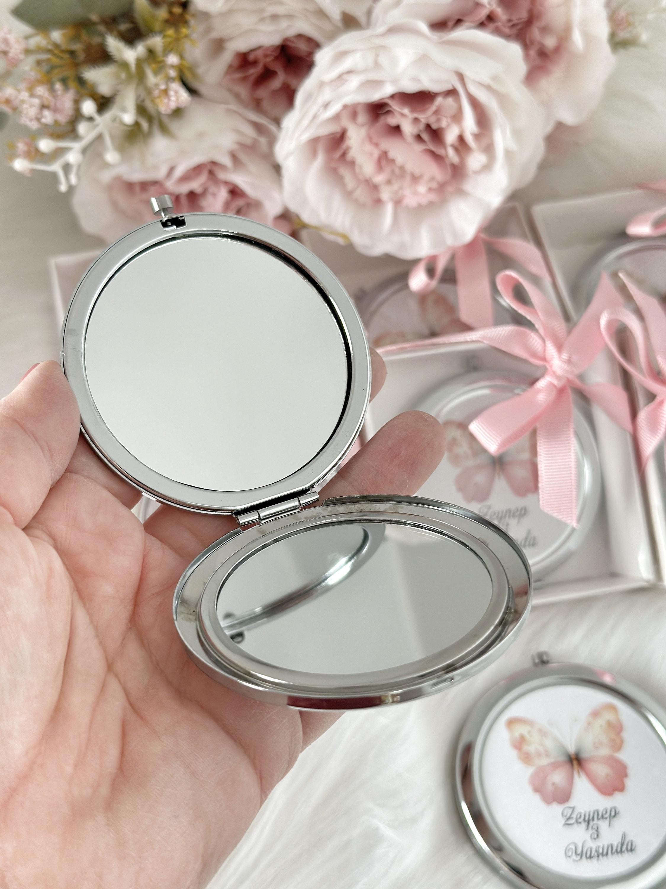 Personalized Compact Mirror With Gift,engraved Wedding Favors Pocket ...