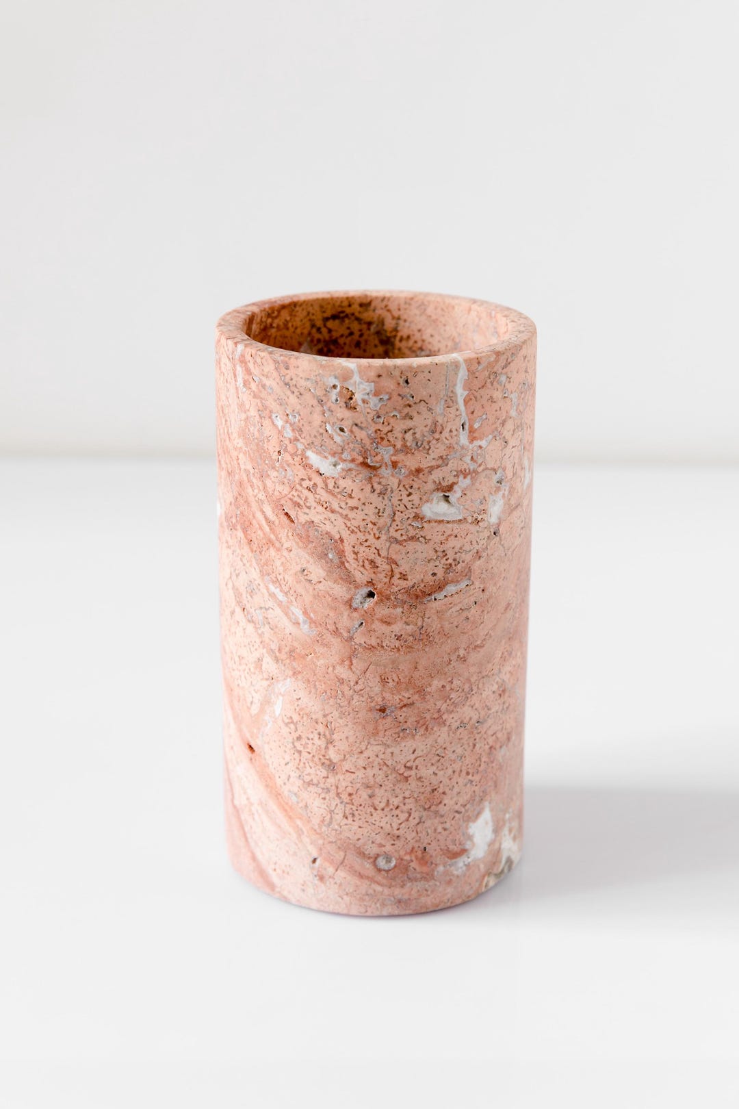 Handmade Pink Marble Vase – 8 Inch Natural Stone Wine Chiller & Utensil ...