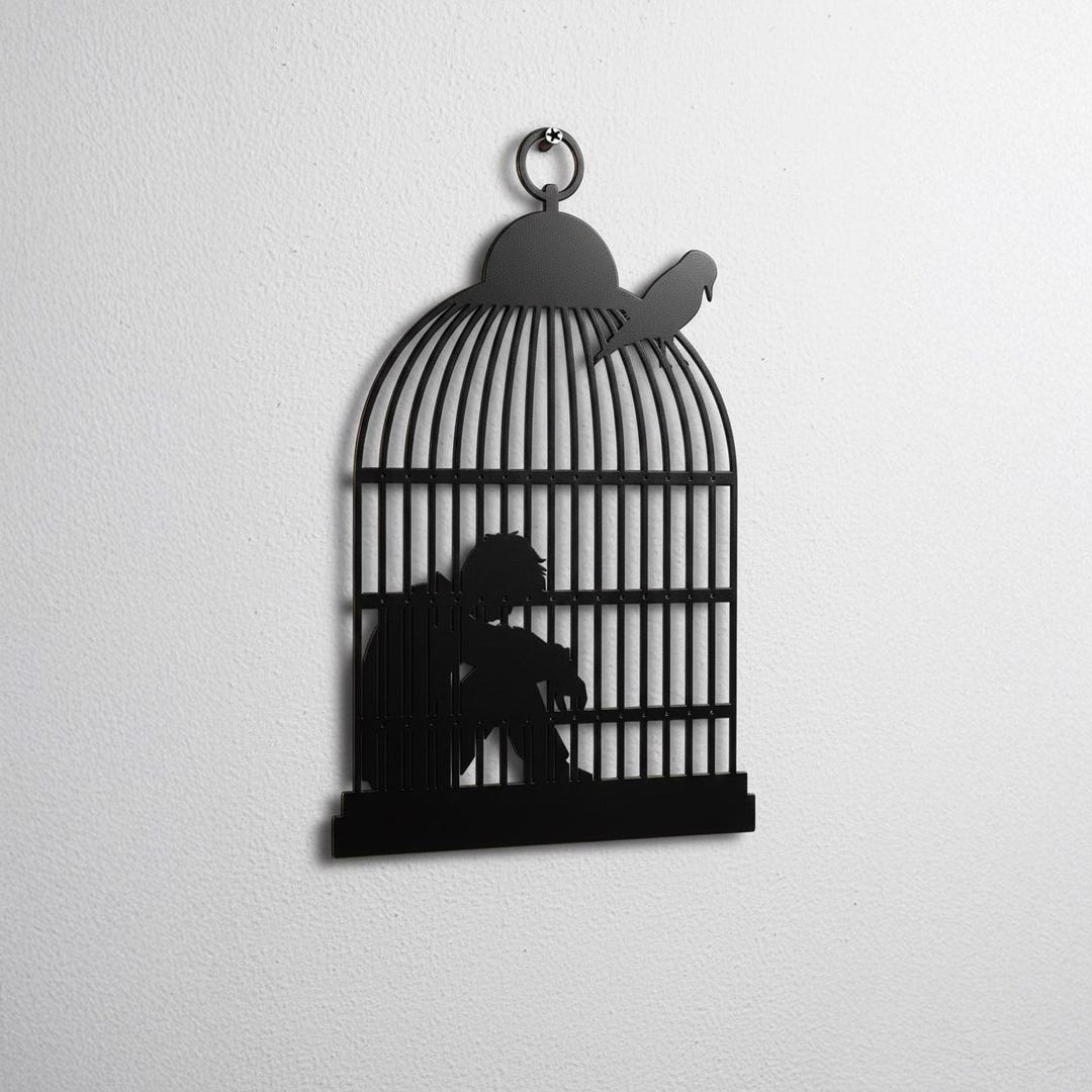 Justice Metal Wall Art - Minimalist Bird Cage Wall Decor, Social ...