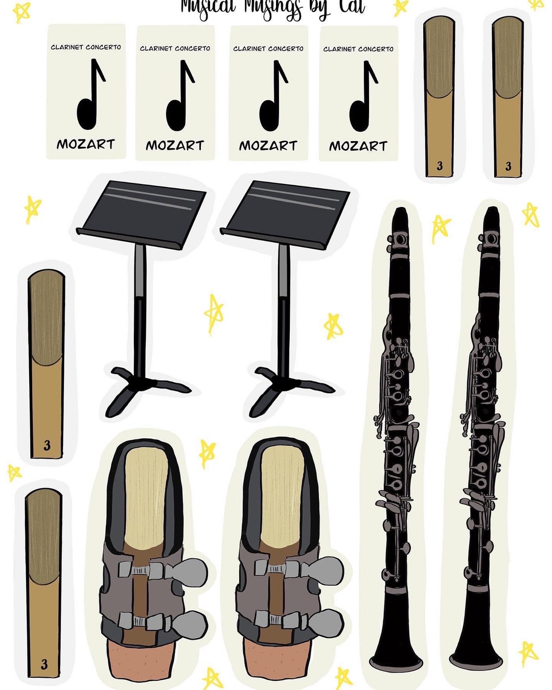 Cool Clarinet Sticker Sheets 2 Sheets - Etsy