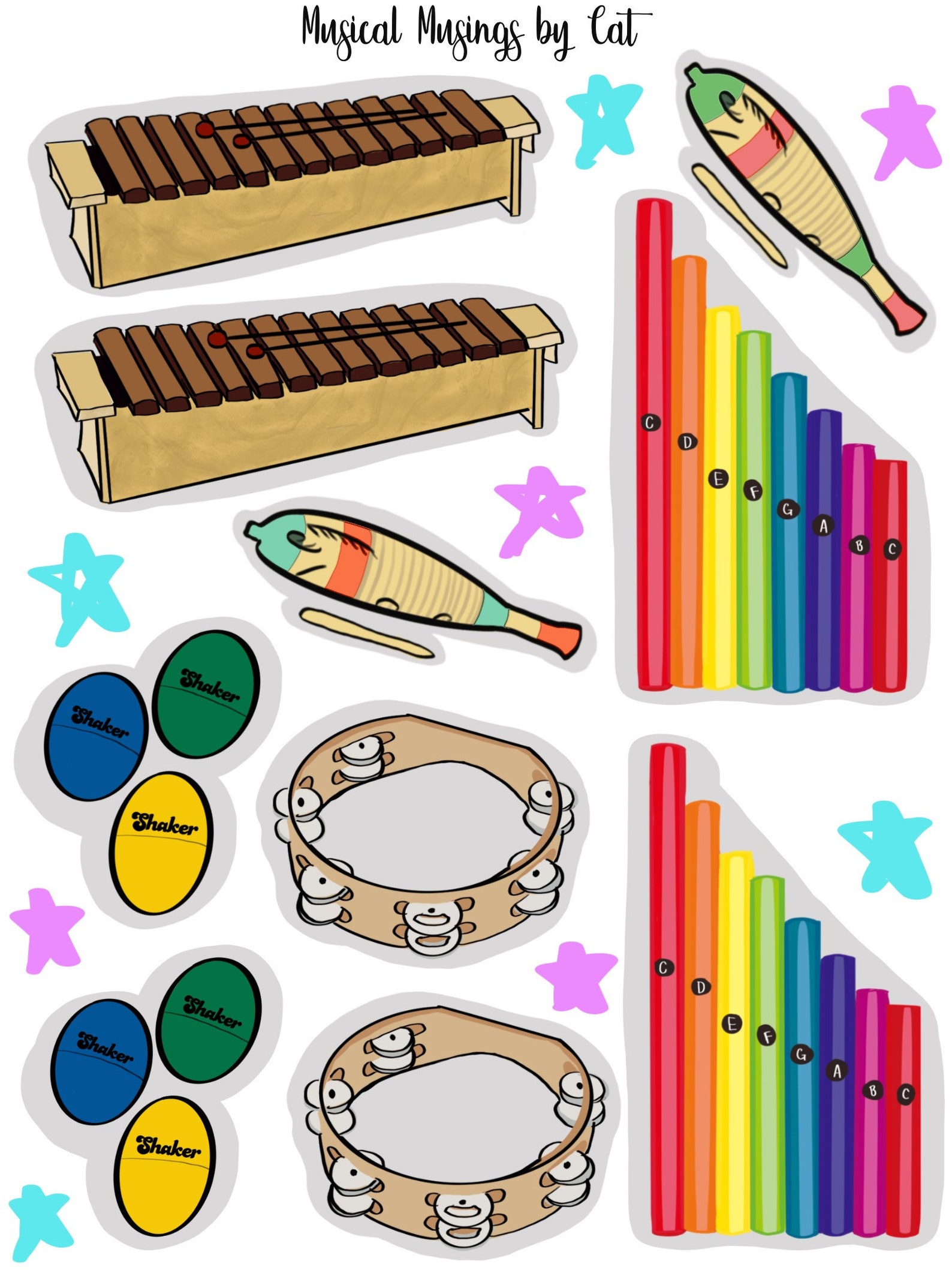 General Music/music Education Teacher Sticker Sheets - Etsy