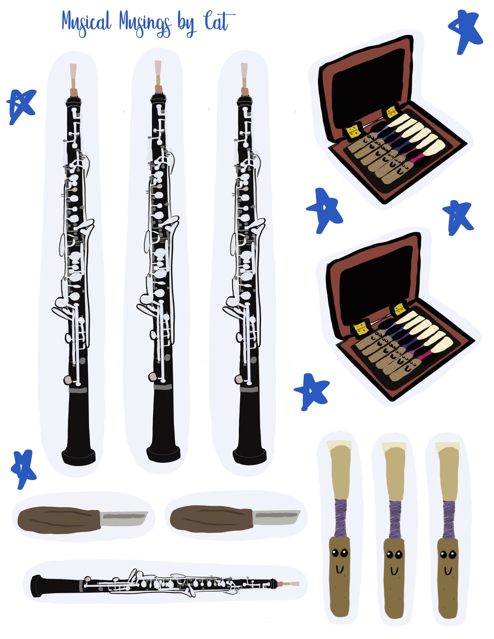 Oboe Sticker Sheets (2 Sheets) - Etsy