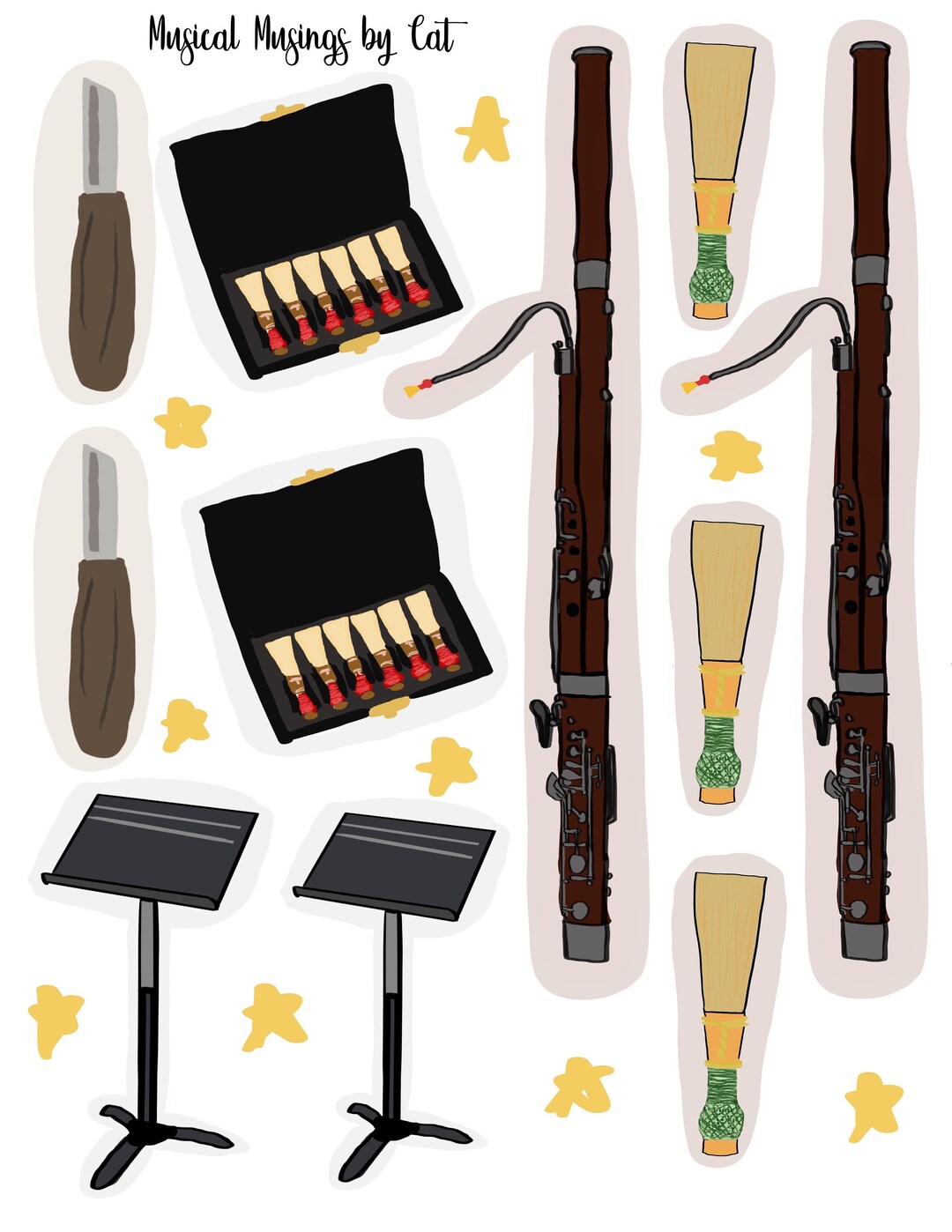 Bassoon Sticker Sheets (2 Sheets) - Etsy