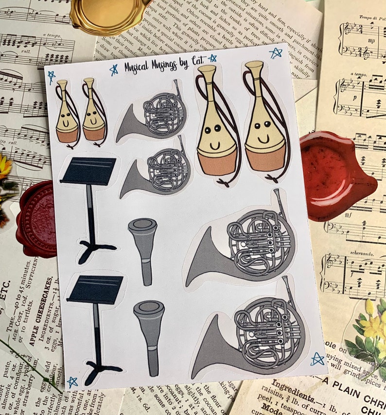 French Horn Sticker Sheets 2 Sheets - Etsy