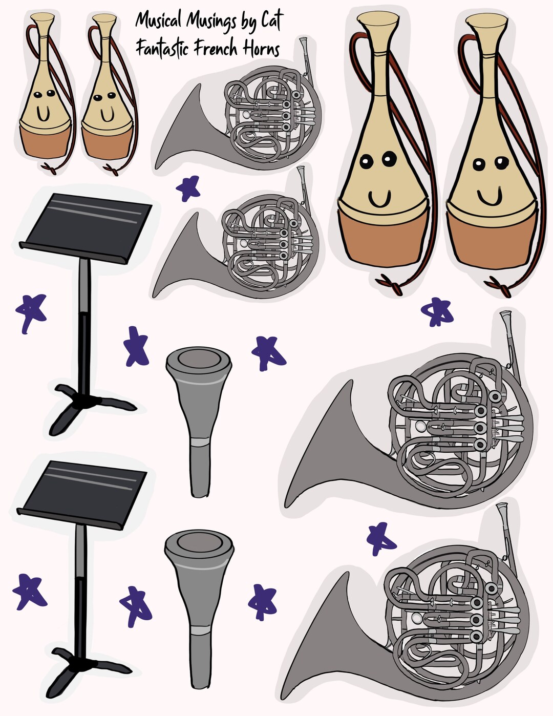 French Horn Sticker Sheets (2 Sheets) - Etsy