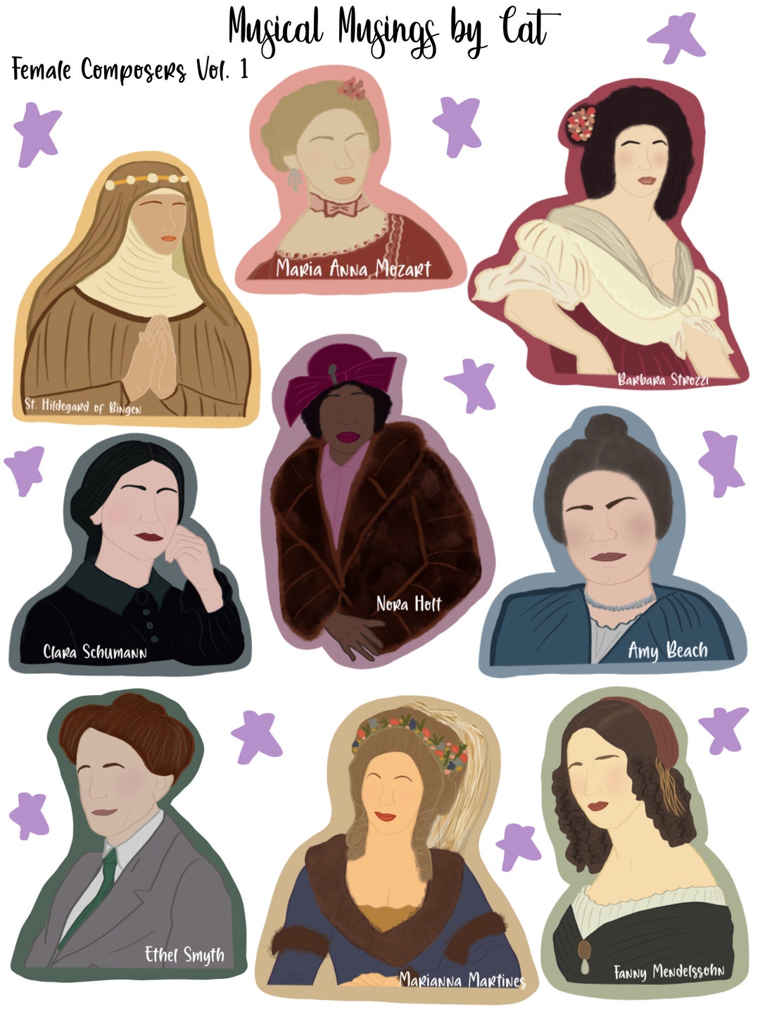 Female Composer Sticker Sheets - Etsy