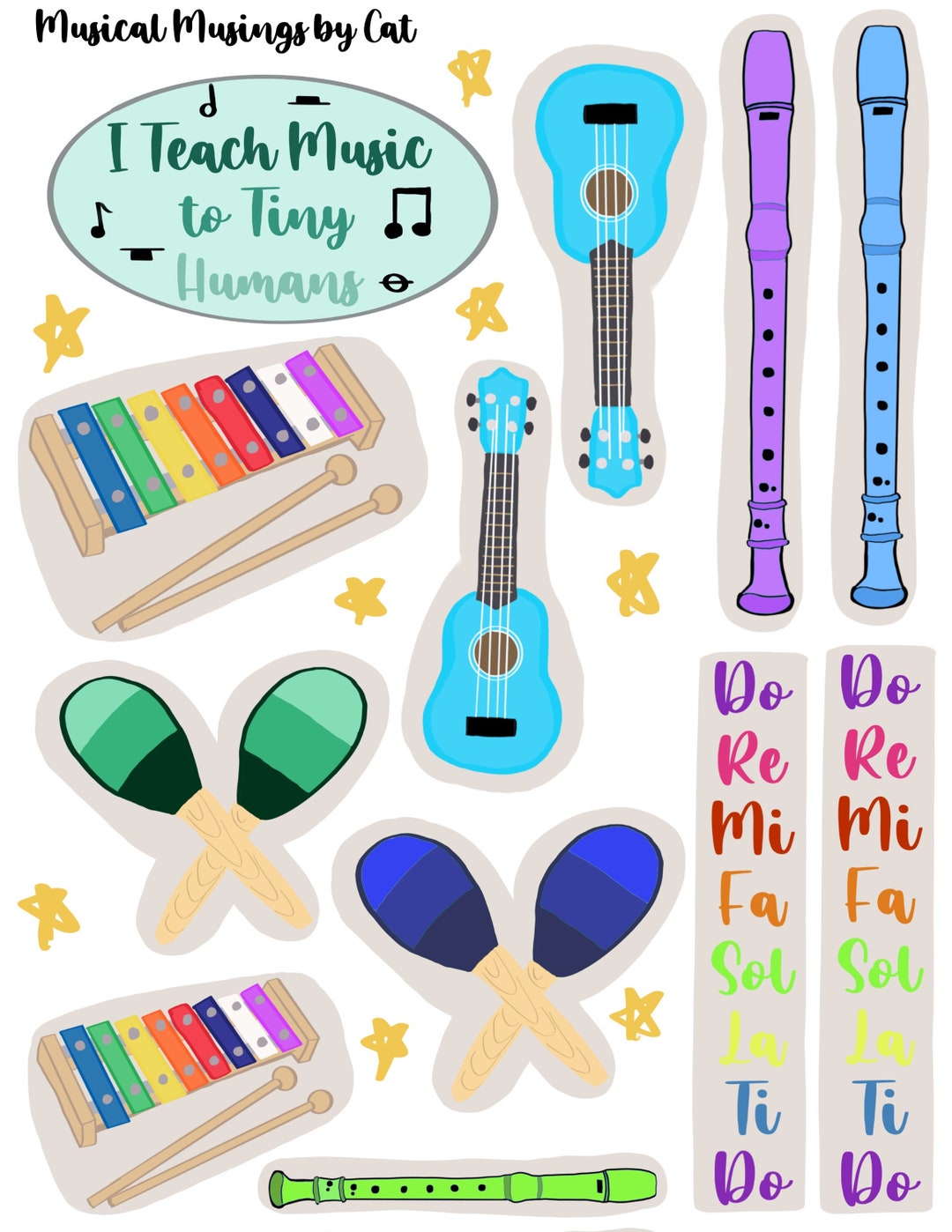 General Music/music Education Teacher Sticker Sheets - Etsy