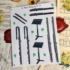Flute Sticker Sheets (2 Sheets) - Etsy