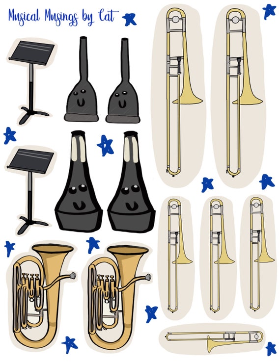 Trombone Stickers Trombone Stickers Etsy UK
