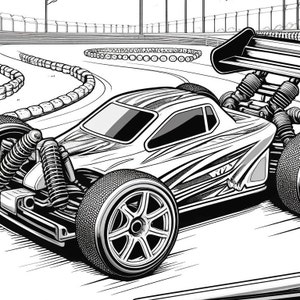 Printable RC Car Coloring Pages | Detailed Line Art for Children | Race ...