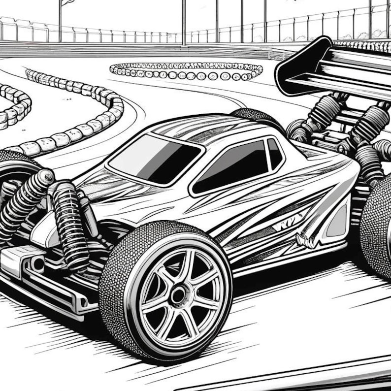 Printable RC Car Coloring Pages | Detailed Line Art for Children | Race ...