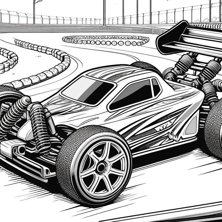 Printable RC Car Coloring Pages | Detailed Line Art for Children | Race ...