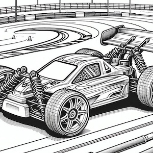 Printable RC Car Coloring Pages | Detailed Line Art for Children | Race ...