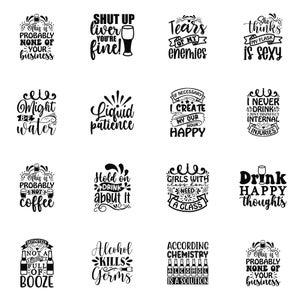 Flask Svg Bundle, Alcohol Drinking Svg, 15 Unique Designs, Files for ...