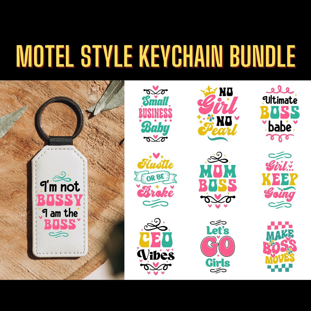 Retro Motel Keychain Svg Bundle, 24 Unique Designs, Files for Cricut ...