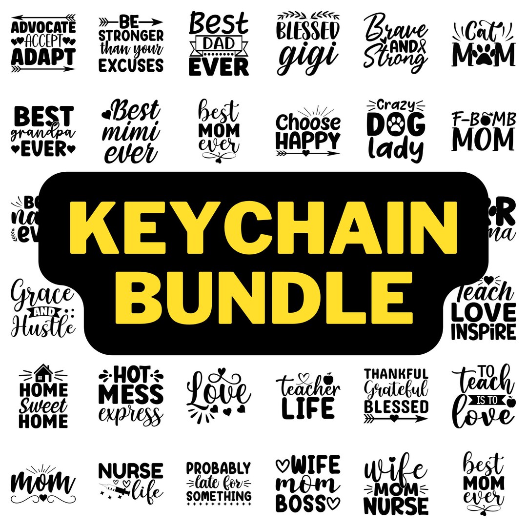 Keychain Svg Bundle, Key Chain Svg Bundle, 35 Unique Designs, Files for ...