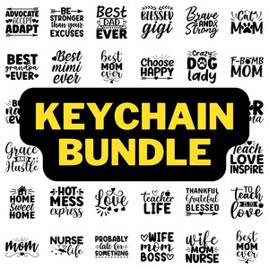 Keychain Svg Bundle, Key Chain Svg Bundle, 35 Unique Designs, Files for ...