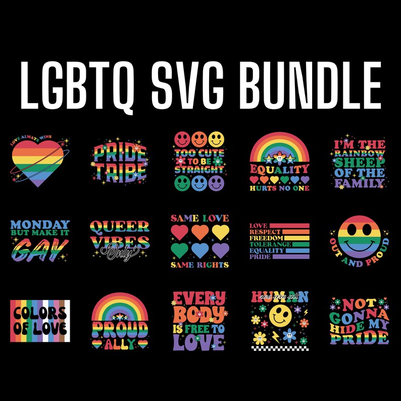 Gay Pride Svg, Lgbtq Svg Bundle, 20 Designs, Svg Png Eps Dxf Files, for ...