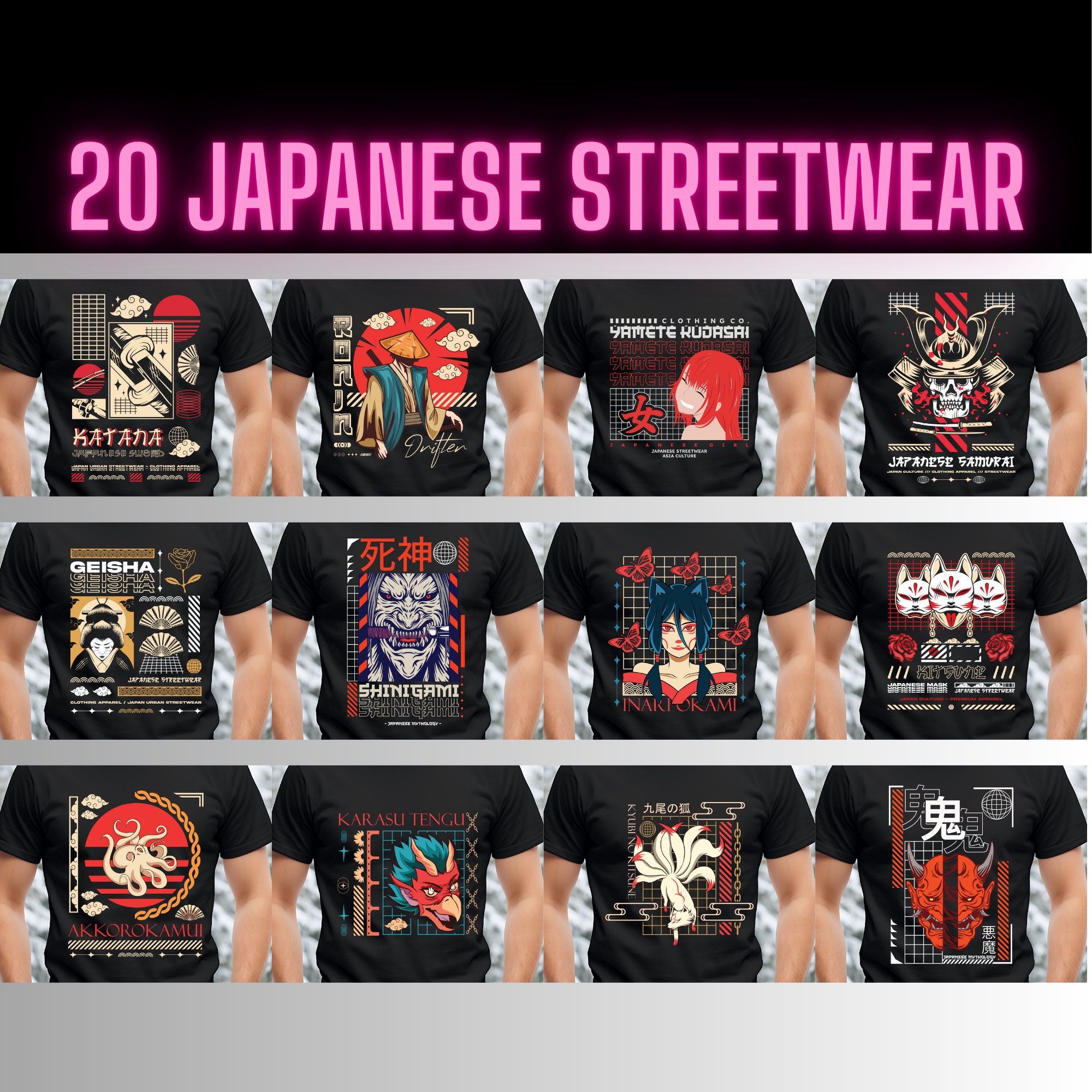 Japanese Urban Streetwear Svg Bundle, 20 Amazing Designs - Etsy