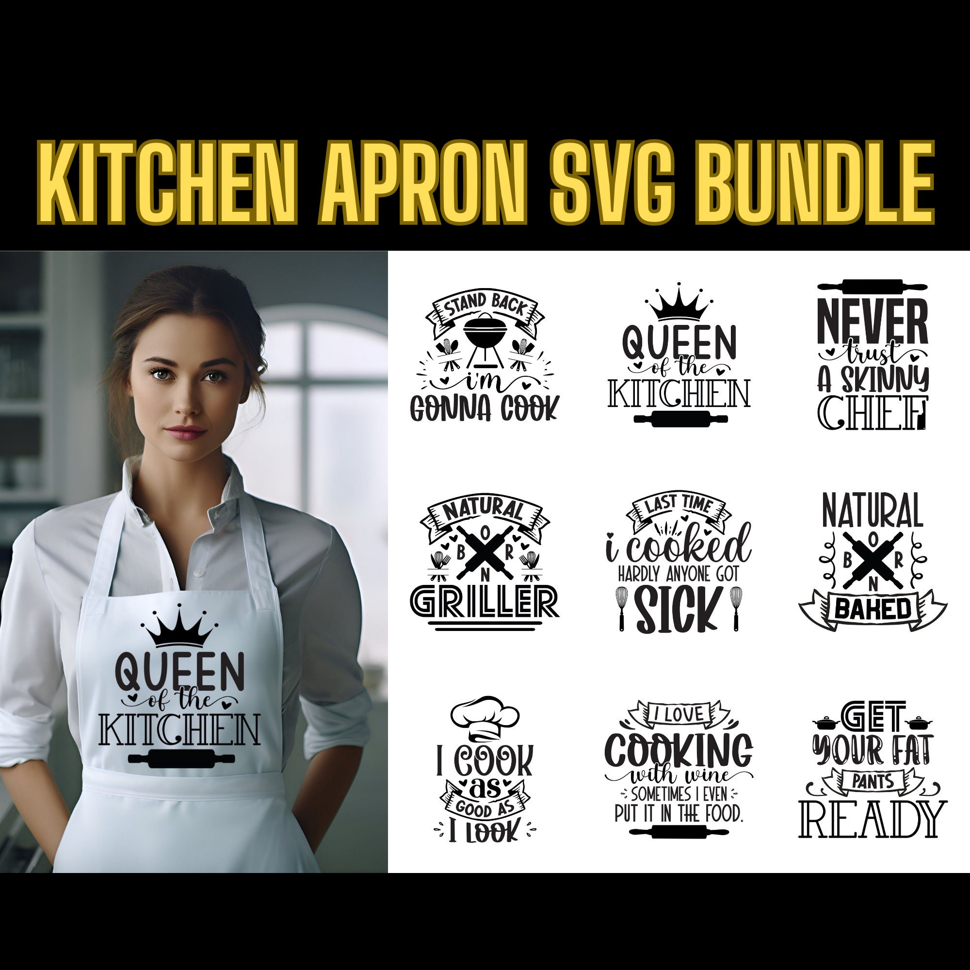 Funny Cooking Apron Svg Bundle, 10 Unique Designs, Files for Cricut ...