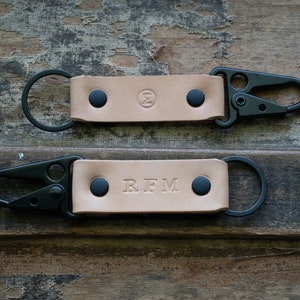 Personalized Leather Keychain, Leather Clip Keychain, EDC Keychain ...
