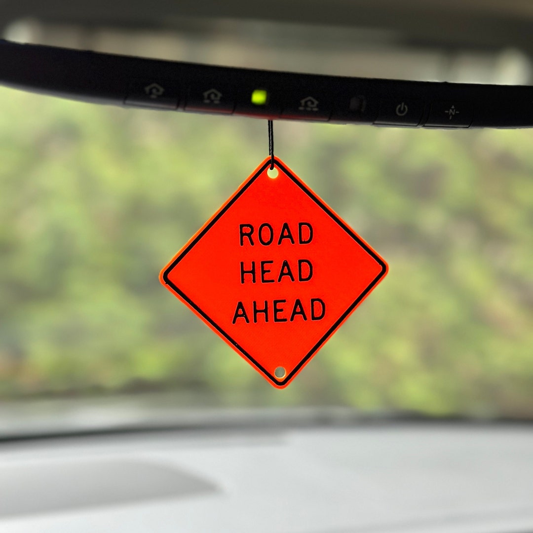 Funny Road Head Ahead Traffic Sign Keychain Souvenir for Car Enthusiast ...