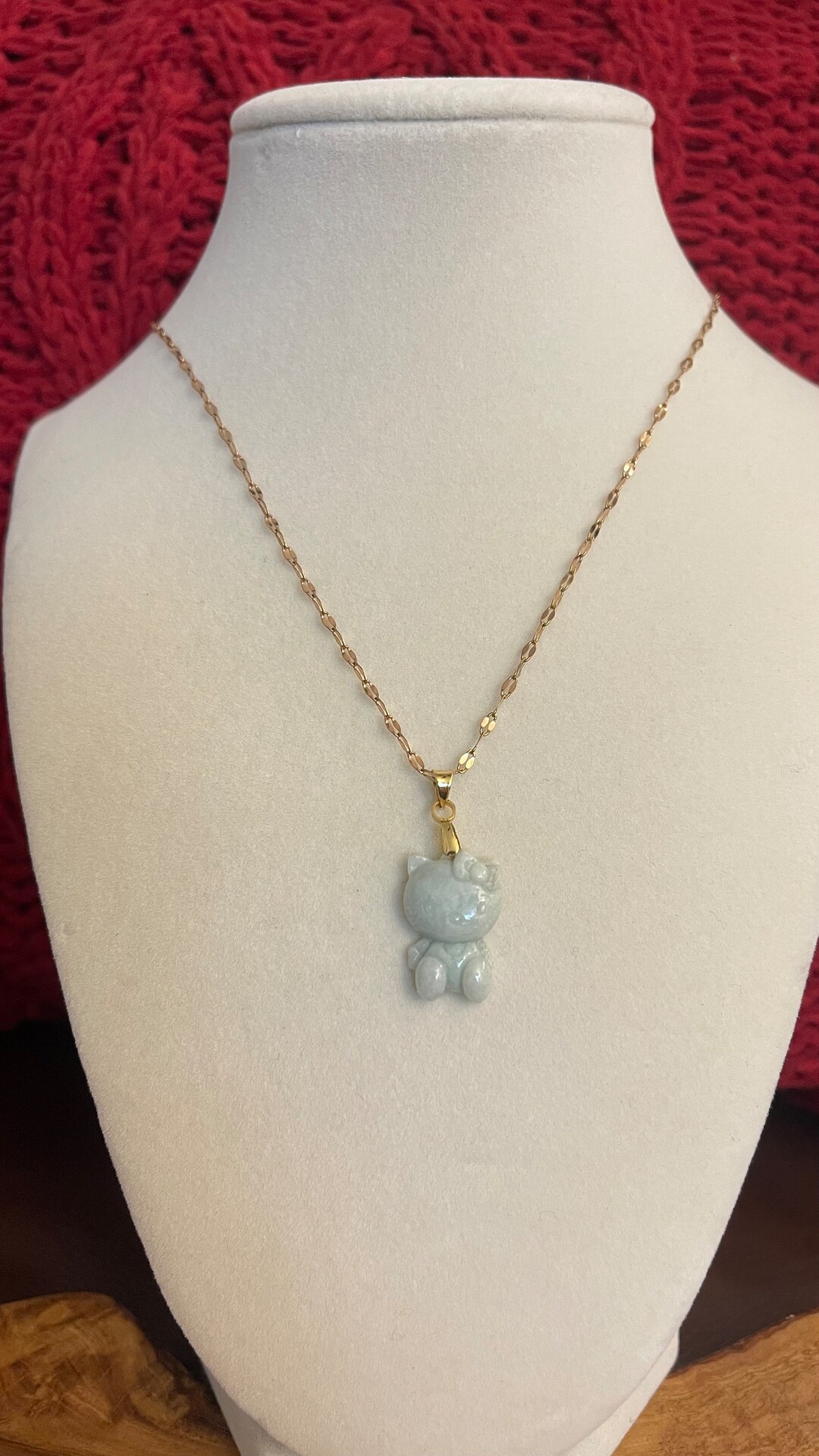 White Jade Hello Kitty Necklace | Hello Kitty Protection Necklace for ...