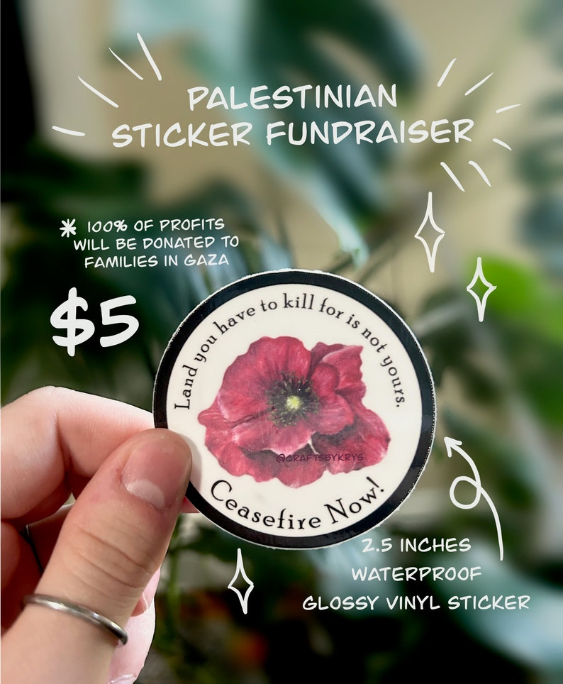 Palestine Poppy Sticker - Fundraiser - Etsy