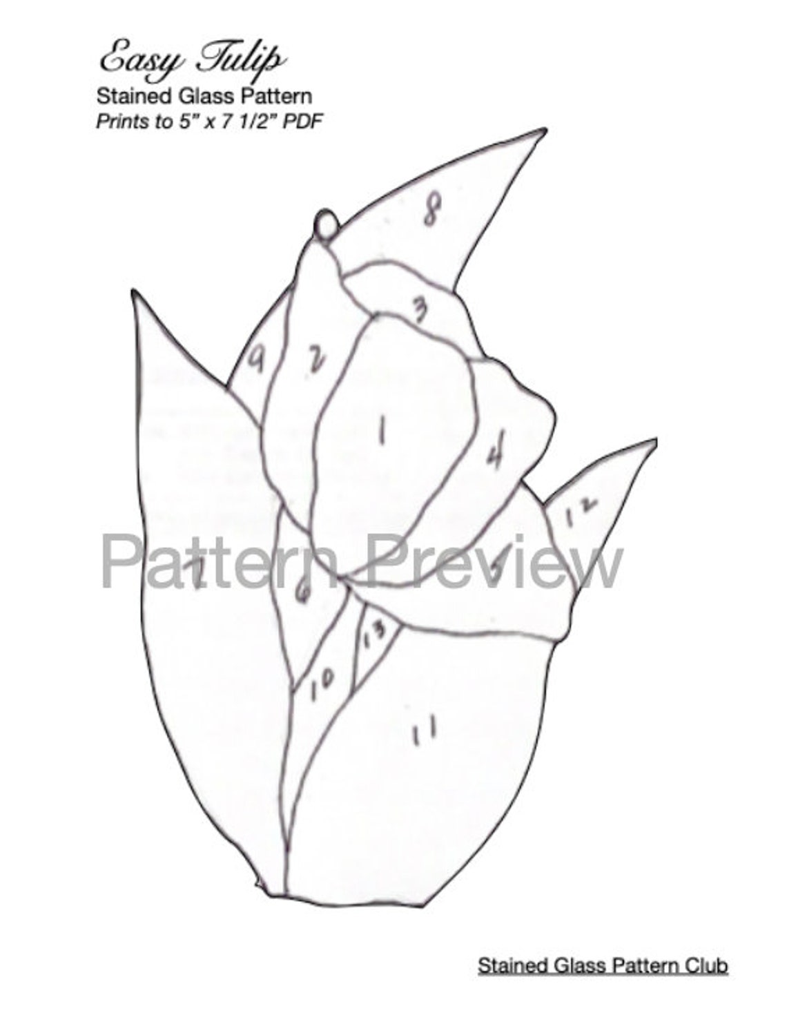 Easy Tulip Stained Glass Pattern - Etsy