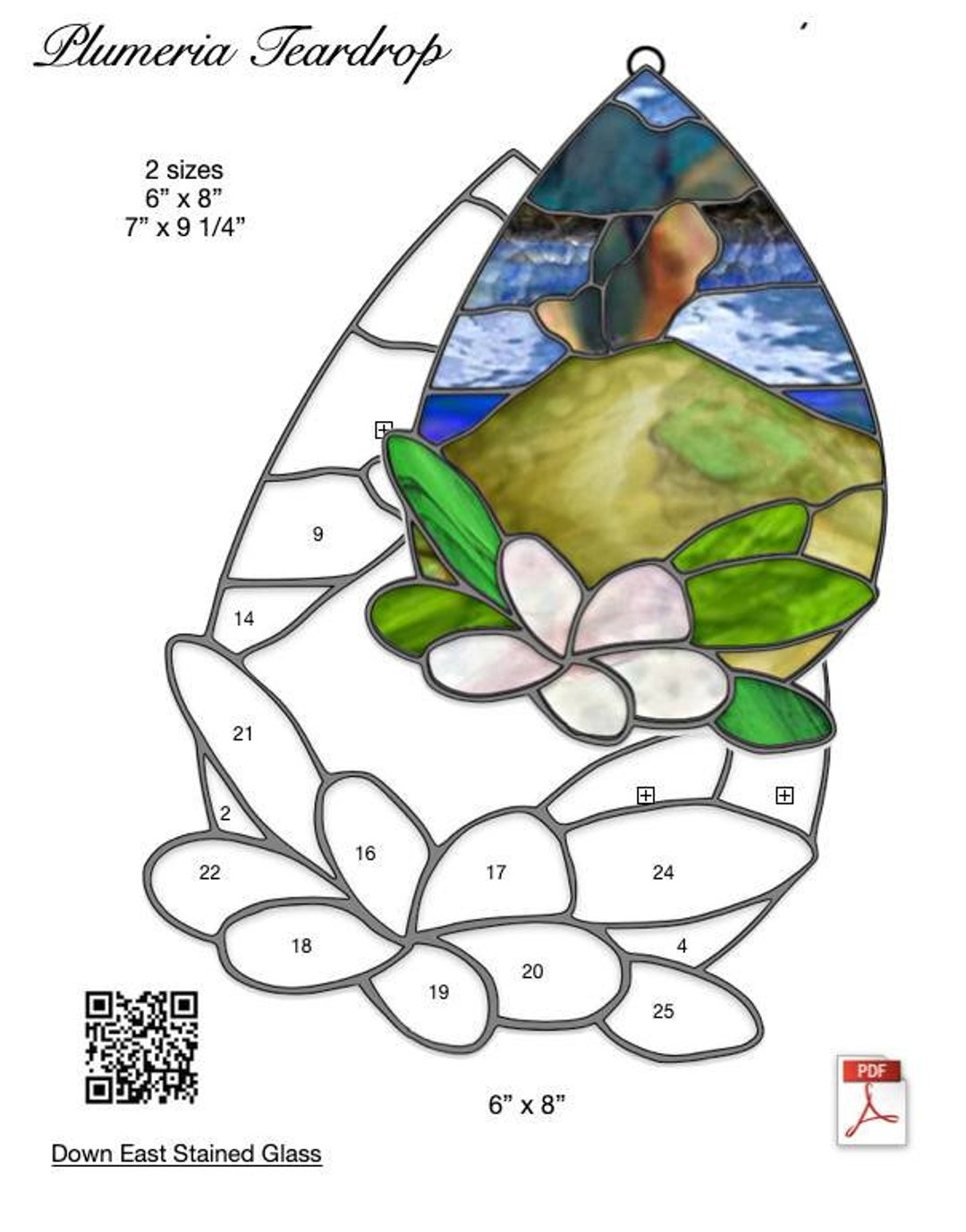Plumeria Teardrop Stained Glass Pattern - Etsy