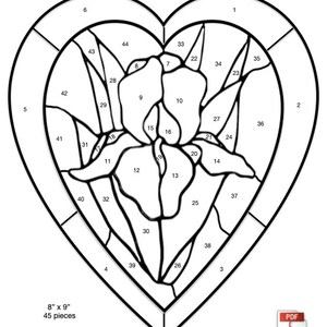 Iris Heart Stained Glass Pattern PDF - Etsy