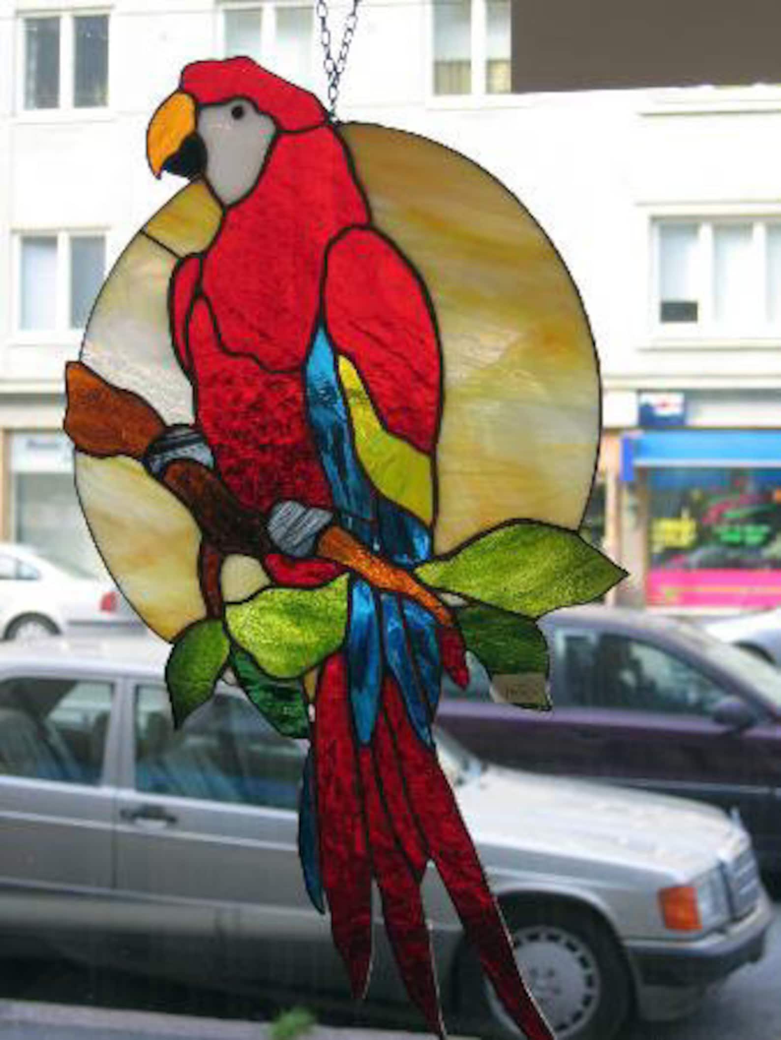 Red Macaw Stained Glass Pattern - Etsy