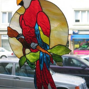 Red Macaw Stained Glass Pattern - Etsy