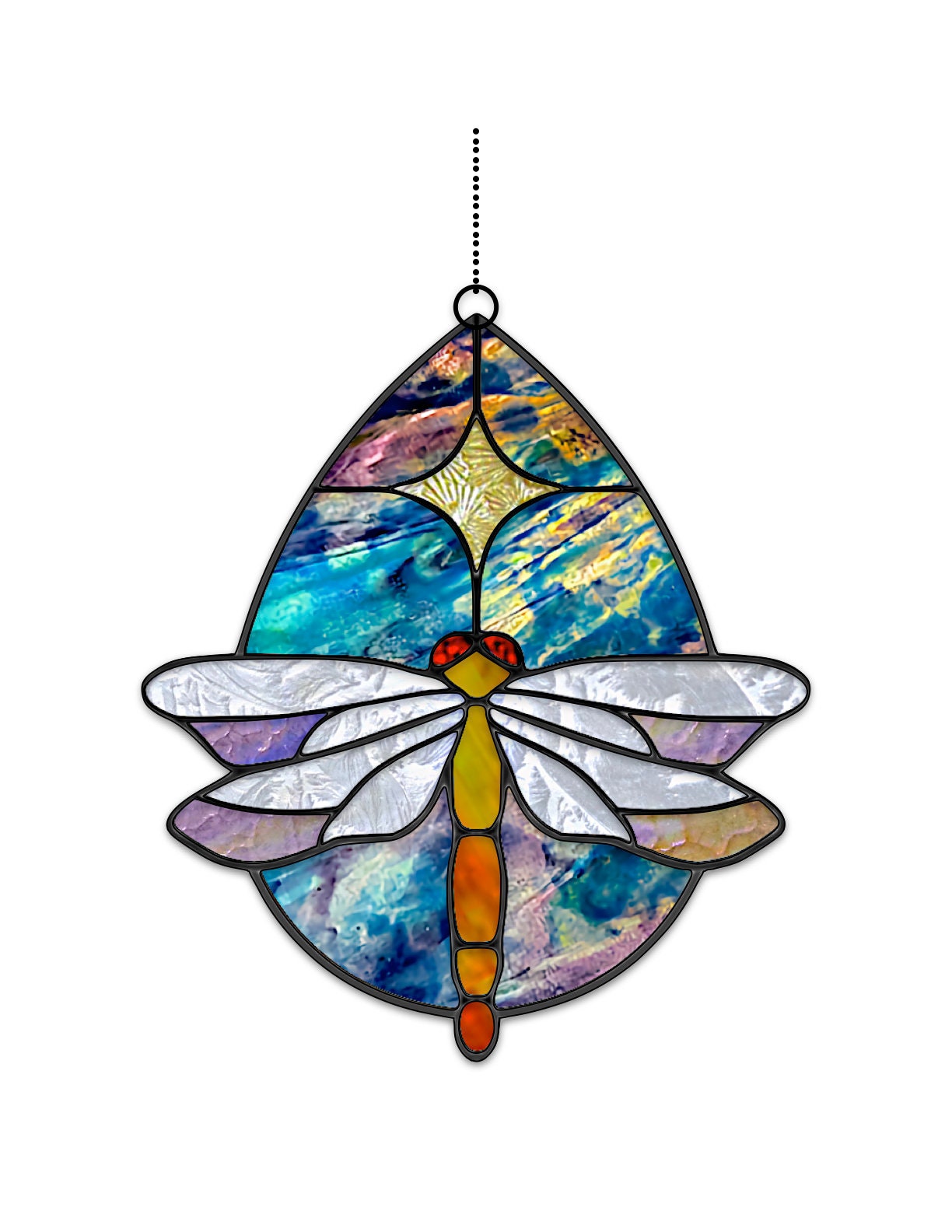 Dragonfly 2 Teardrop Stained Glass Pattern - Etsy