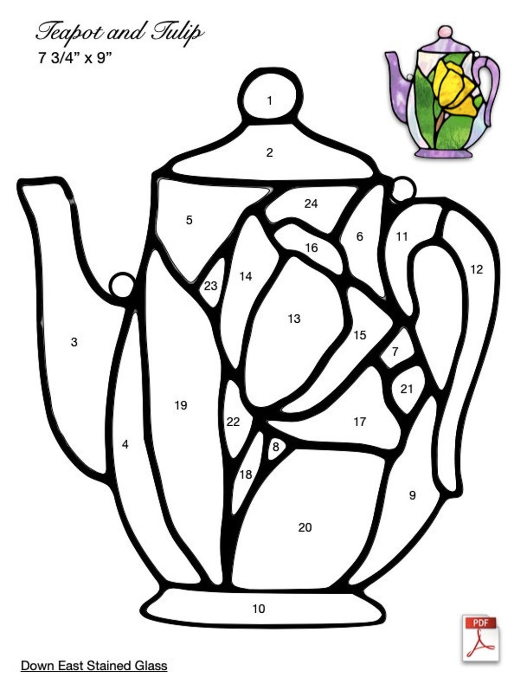 Teapot and Tulip Stained Glass Pattern - Etsy