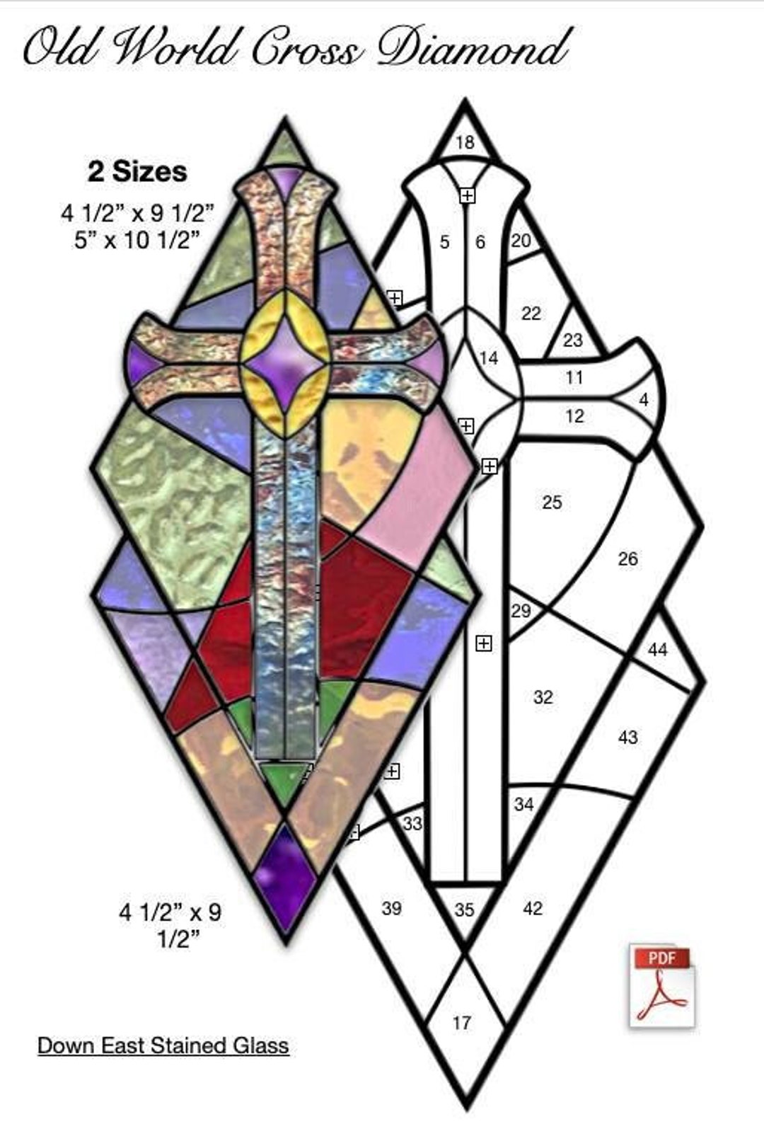 Old World Cross Diamond Stained Glass Pattern - Etsy